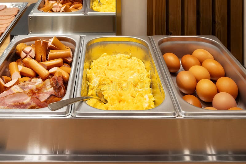 Breakfast Buffet Selection with Hot Sausages Stock Image - Image of ...