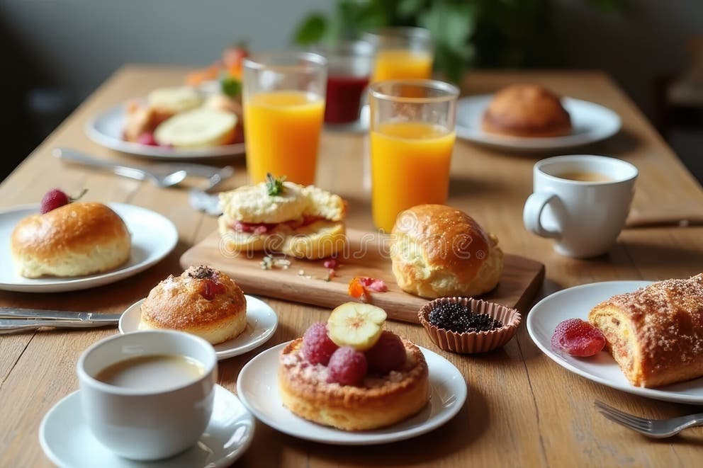 Breakfast Buffet Selection stock illustration. Illustration of colors ...