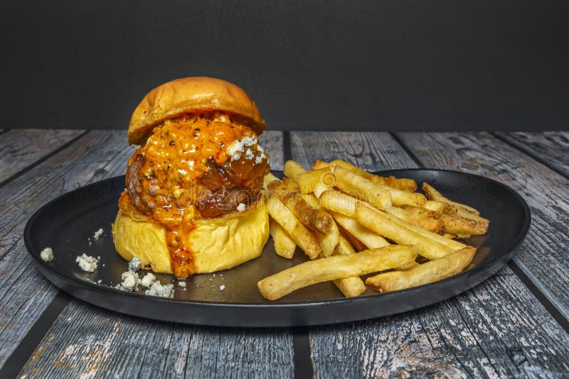 Breakfast Burger: Bacon Bun with Scrambled Egg and Roasted Potatoes ...