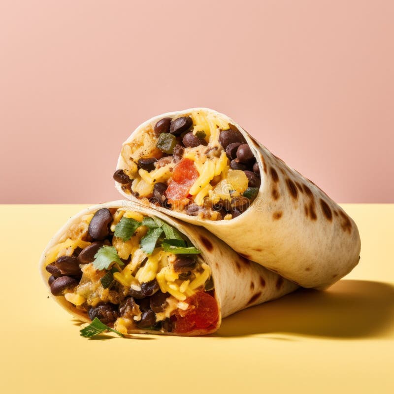 A Breakfast Burrito Filled with Scrambled Eggs, Black Beans, Cheese ...