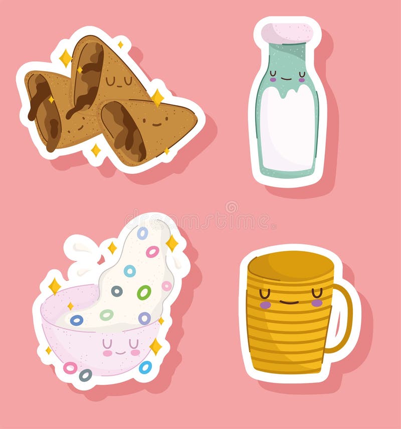 Breakfast cartoon set stock vector. Illustration of yummy - 222430659