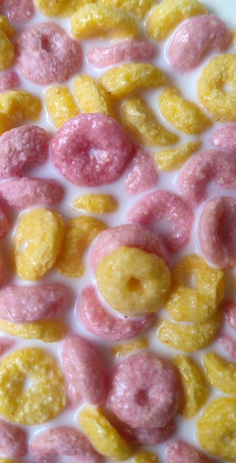 Breakfast Cereal Colored Rings in Milk Stock Photo - Image of milk ...