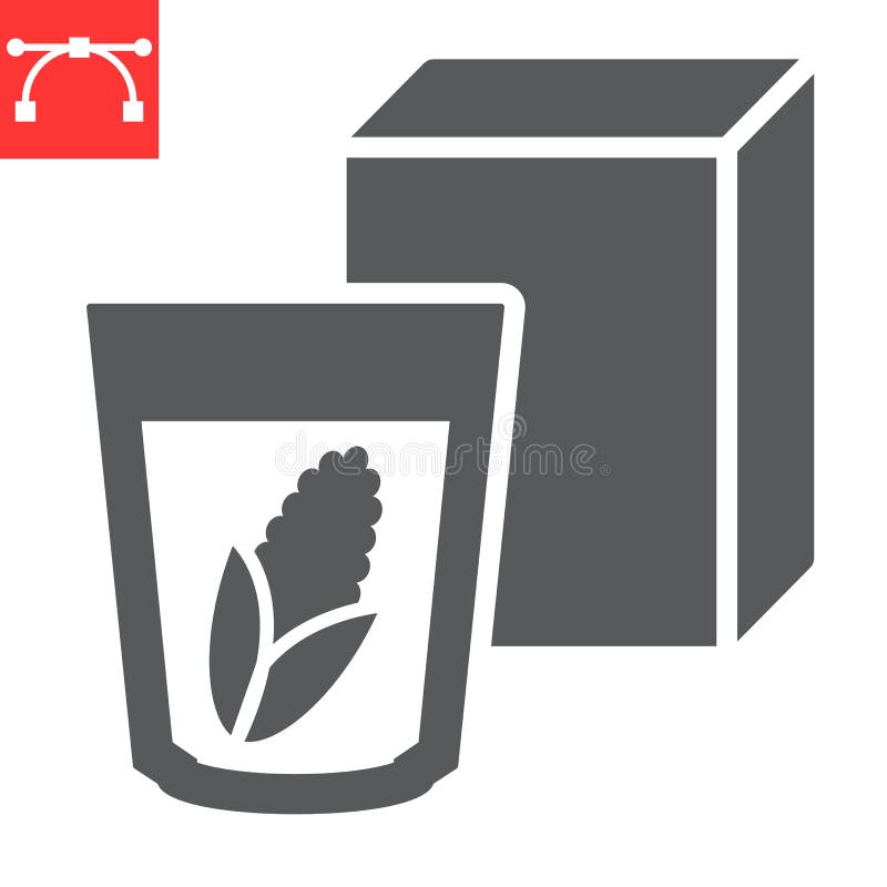 Breakfast Cereal Glyph Icon, Corn and Cereals, Cereal Box Sign Vector ...