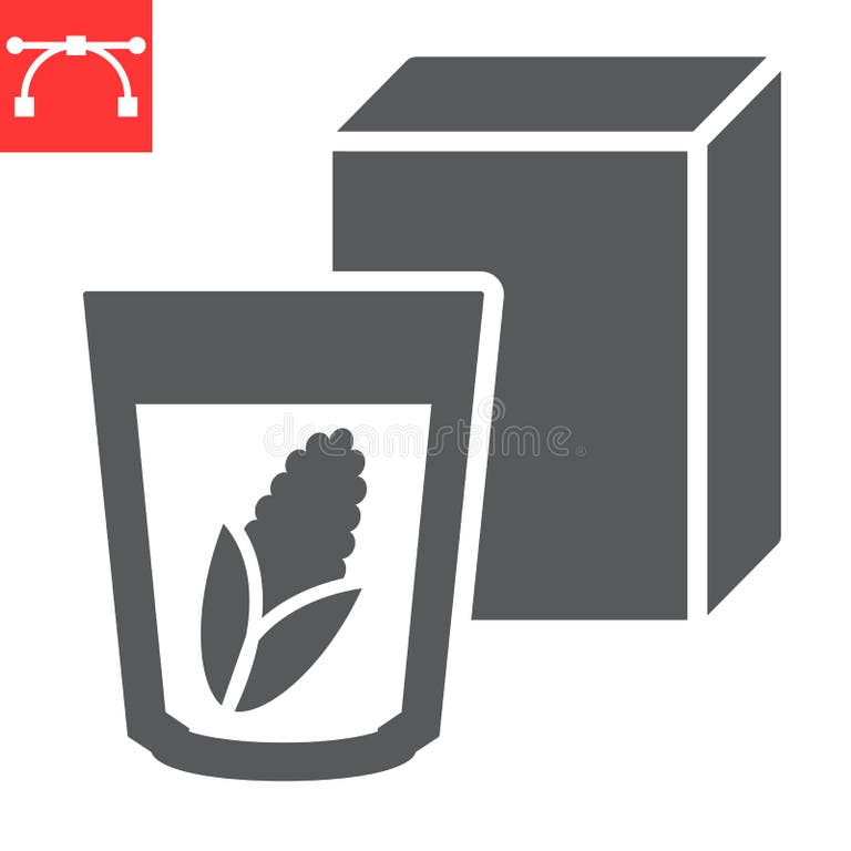 Breakfast Cereal Glyph Icon, Corn and Cereals, Cereal Box Sign Vector ...