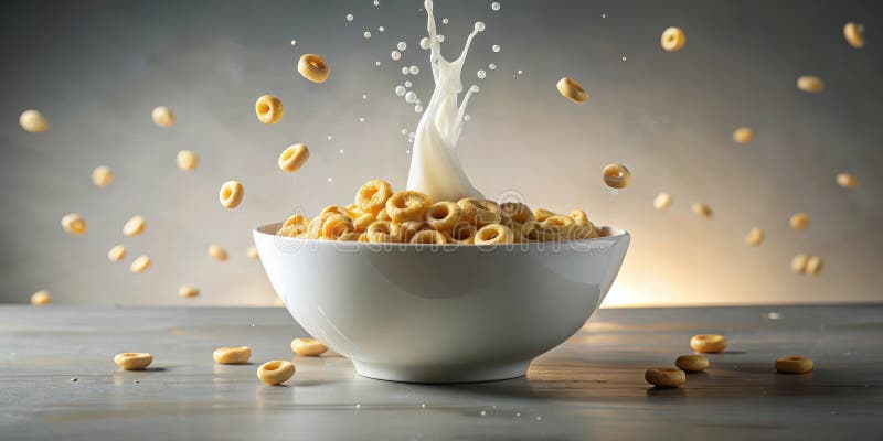 Breakfast Cereal with Milk Splash in a Bowl. Generative AI Stock ...