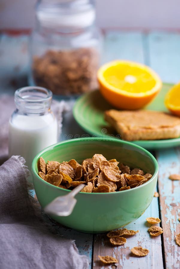 Breakfast Cereal with Milk. Style Vintage Stock Photo - Image of berry ...