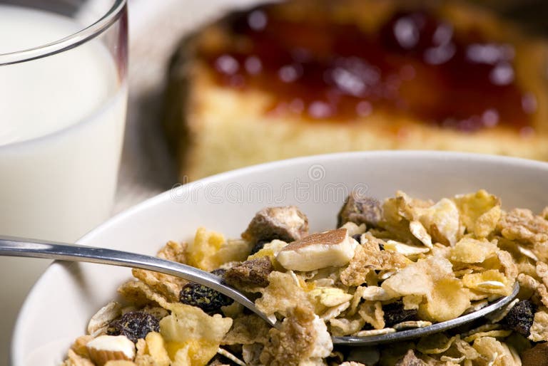 Breakfast Cereal and toast stock photo. Image of delicious - 1481168