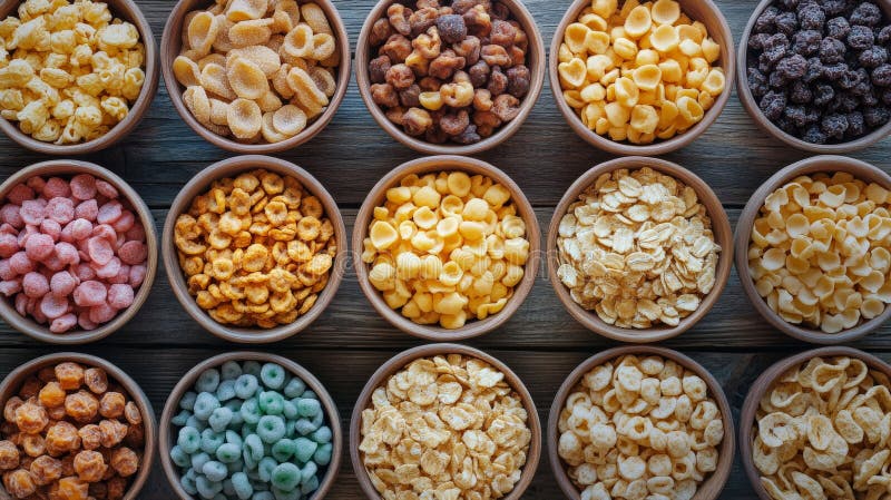 Nutritious Cereals To Add To Your Breakfast Bowl Stock Illustration ...