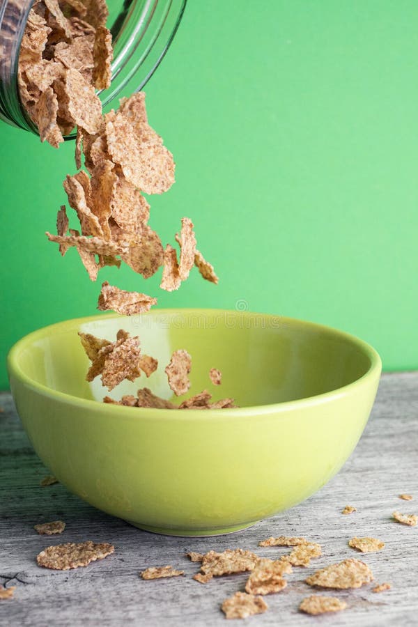 Breakfast Cereals are Poured into a Plate Stock Photo - Image of wood ...