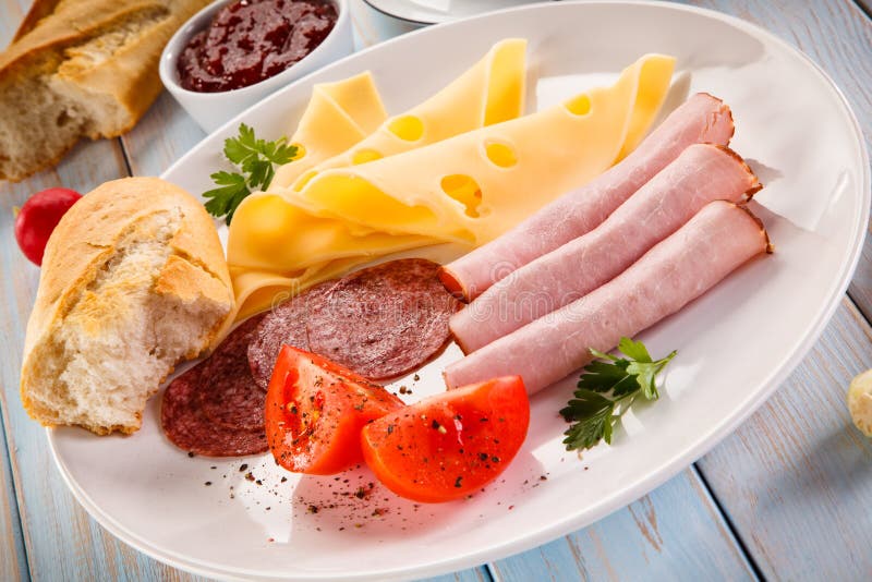 Breakfast stock image. Image of kaiser, food, buns, meat - 88433263