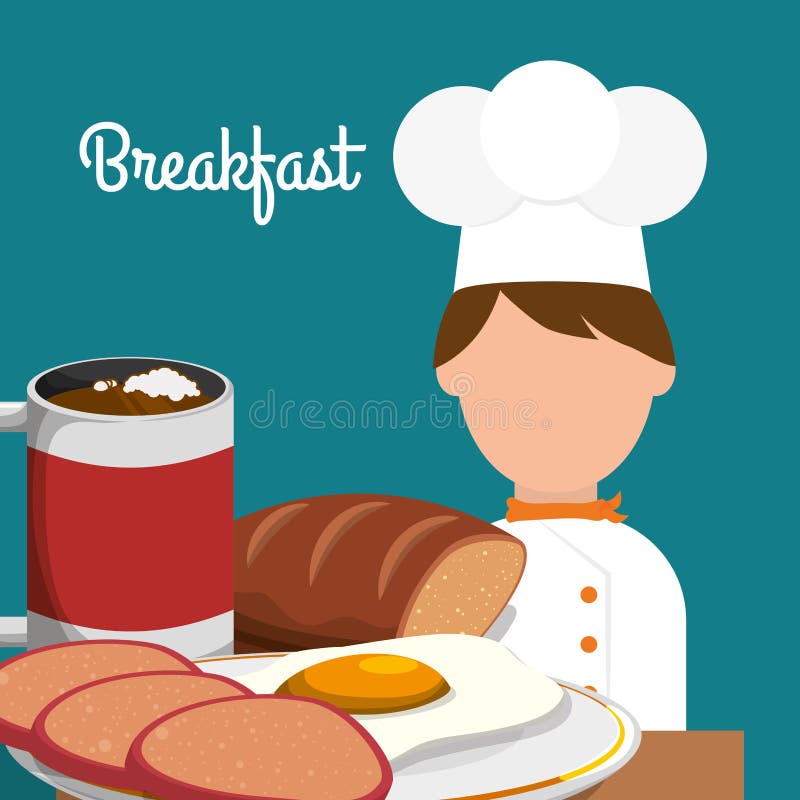 Breakfast Chef stock illustration. Illustration of line - 122132