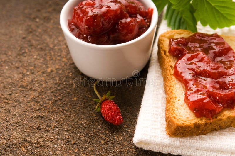 Toast with jam and milk stock photo. Image of currant - 12752334