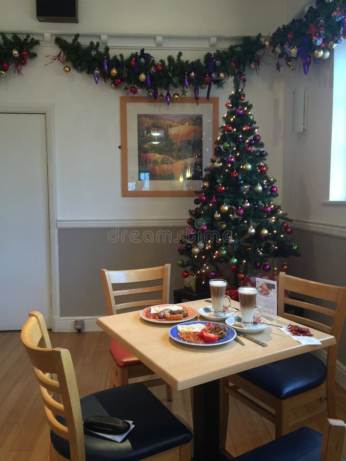 Breakfast and Christmas Tree Editorial Stock Image - Image of tree ...