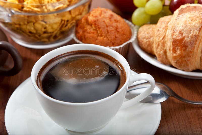 Breakfast with coffee stock image. Image of croissant - 29529135