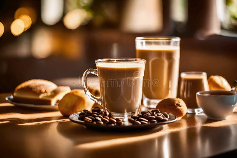 Breakfast Coffee with Biscuits in Morning Light, Coffee and Bread on ...