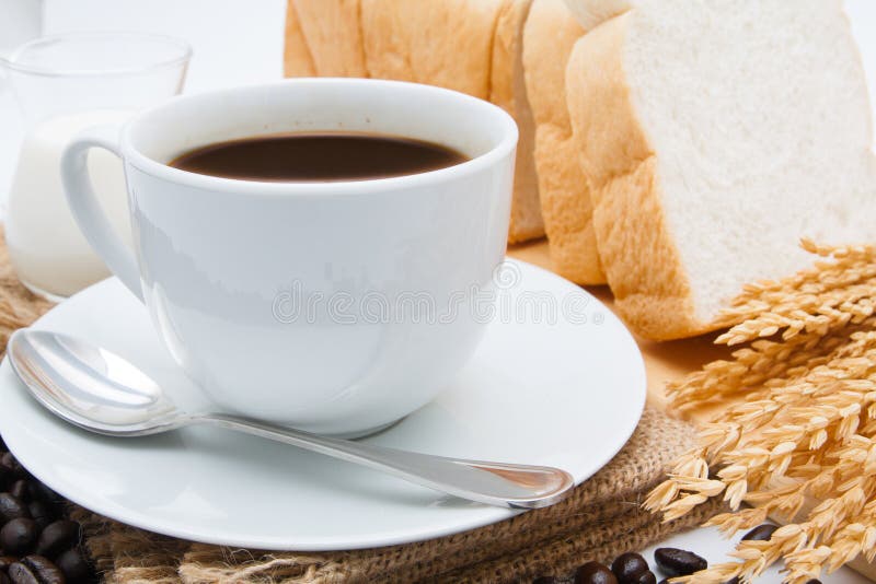 Breakfast with Coffee and Bread Stock Image - Image of bakery ...
