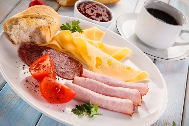 Breakfast with coffee stock image. Image of menu, eating - 88432707
