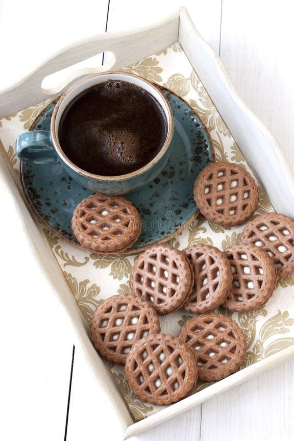 Breakfast with Coffee and Cookies Stock Image - Image of coffee ...