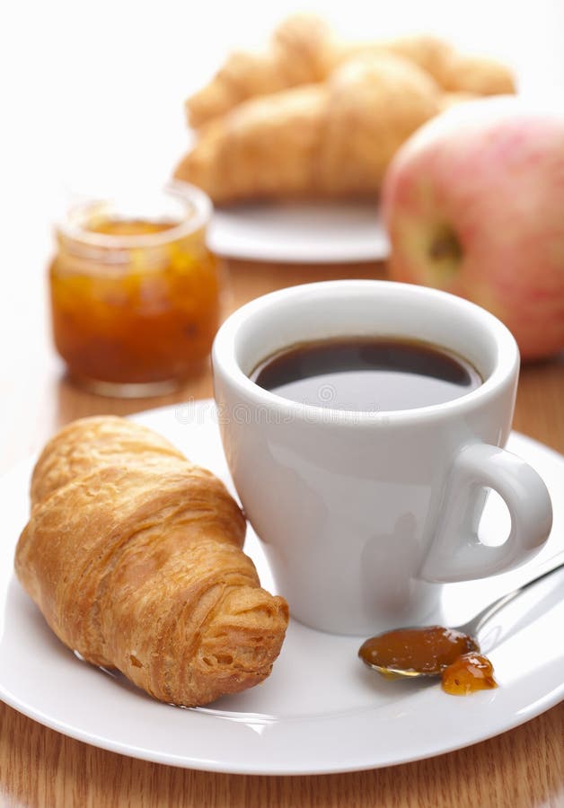 Breakfast with Coffee and Croissant Stock Photo - Image of traditionall ...