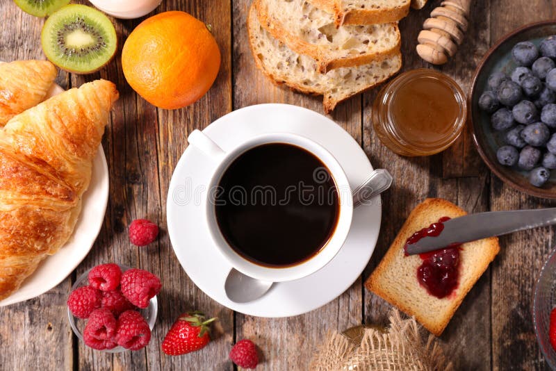 Breakfast, Coffee and Fruits Stock Image - Image of sporting, good: 9104297