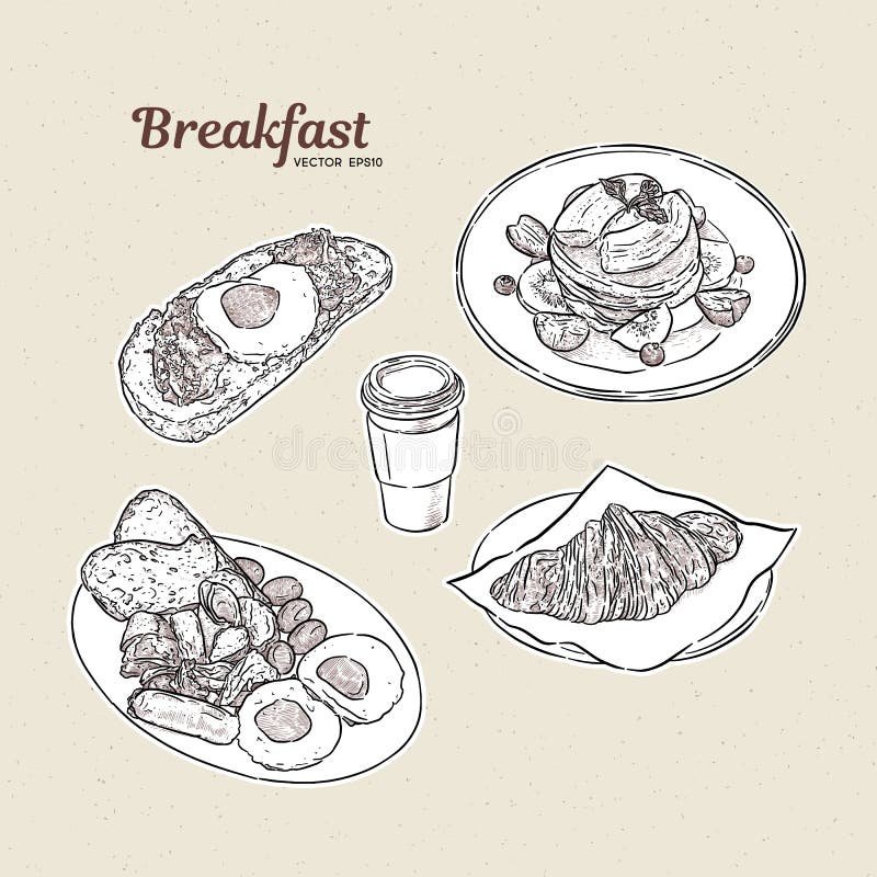 Breakfast Collection, Hand Draw Sketch Vector Stock Vector ...