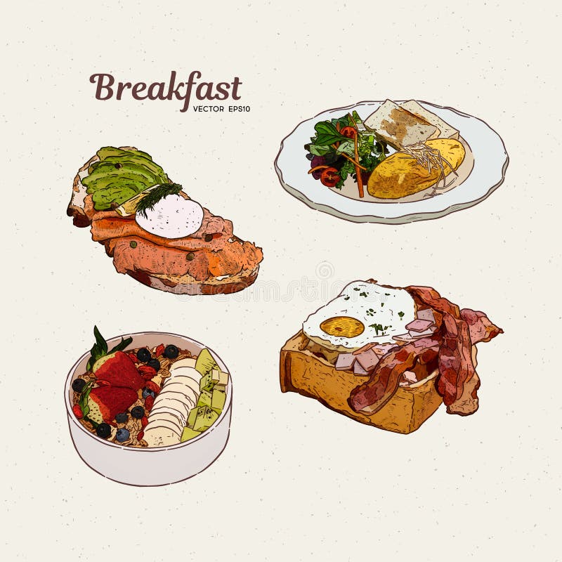 Breakfast Collection, Hand Draw Sketch Vector Stock Vector ...