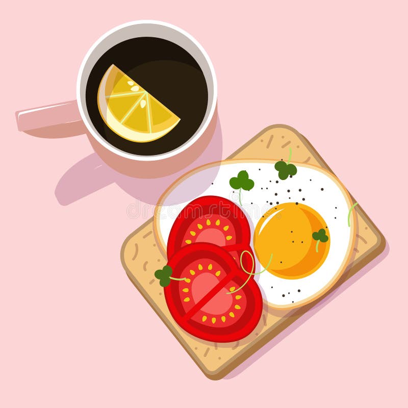 Breakfast. Colored Vector Illustration on a Light Background. Stock ...