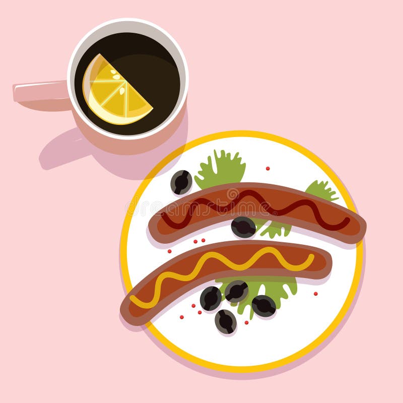 Breakfast. Colored Vector Illustration on a Light Background. Stock ...
