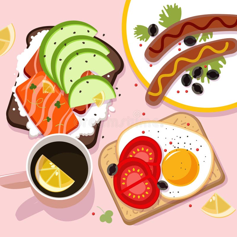 Breakfast. Colored Vector Illustration on a Light Background. Stock ...