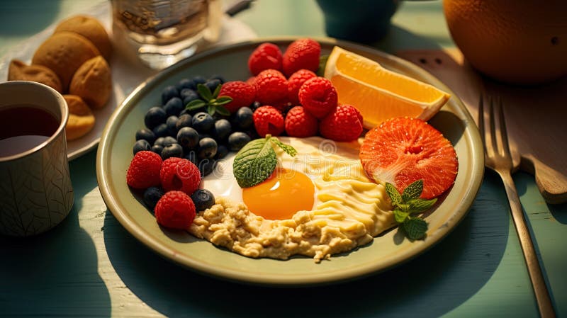 Breakfast Composition: a Combination of Colors and Shapes on a Plate ...