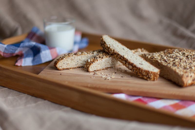 Breakfast Consisting of Bread and Milk Stock Image - Image of drapery ...