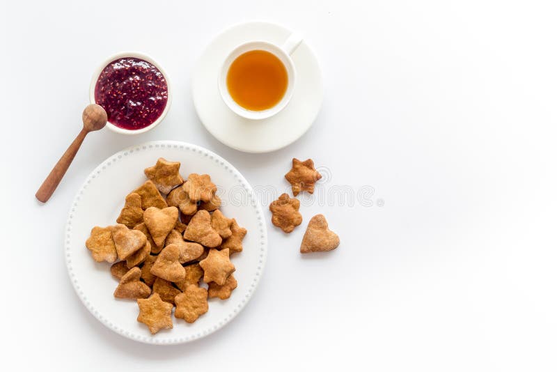 Breakfast with Cookies Berry Jam and Tea Stock Image - Image of sweet ...