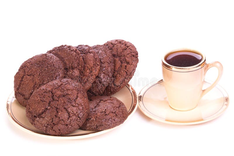 Breakfast Cookies on a Plate with Coffee Stock Image - Image of dark ...