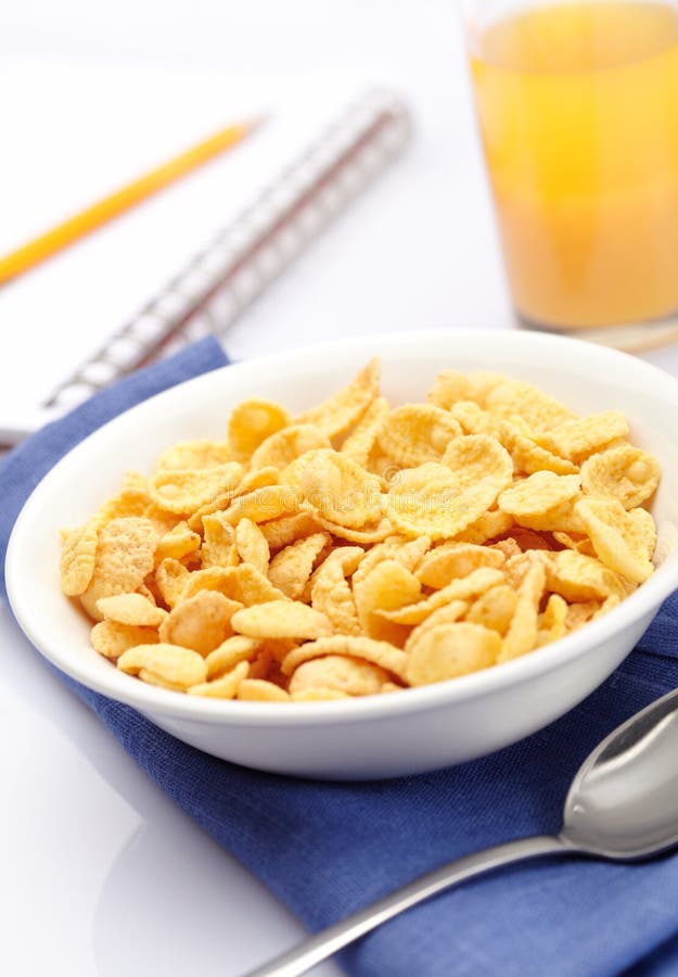 Breakfast with corn-flakes stock image. Image of crispy - 25947231
