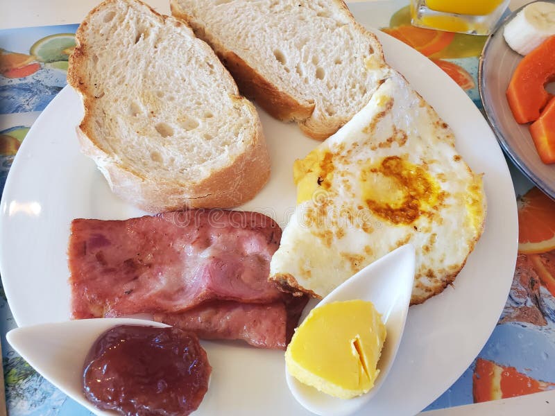 Breakfast in Costa Rica stock photo. Image of bacon - 241082738
