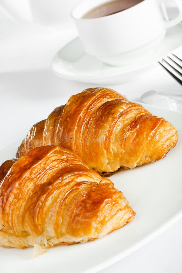 Breakfast with Croissant and Tea Stock Image - Image of pastry, dessert ...