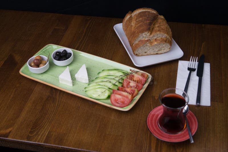 At Breakfast, Cucumber Tomato Cheese Olive Trabzonspor Stock Image ...