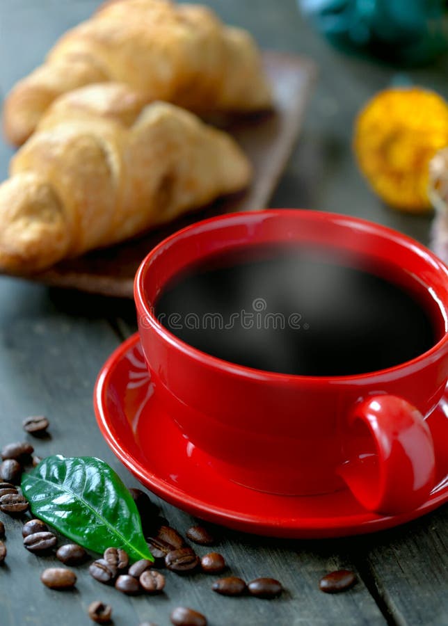 Breakfast with coffee stock image. Image of croissant - 29529135