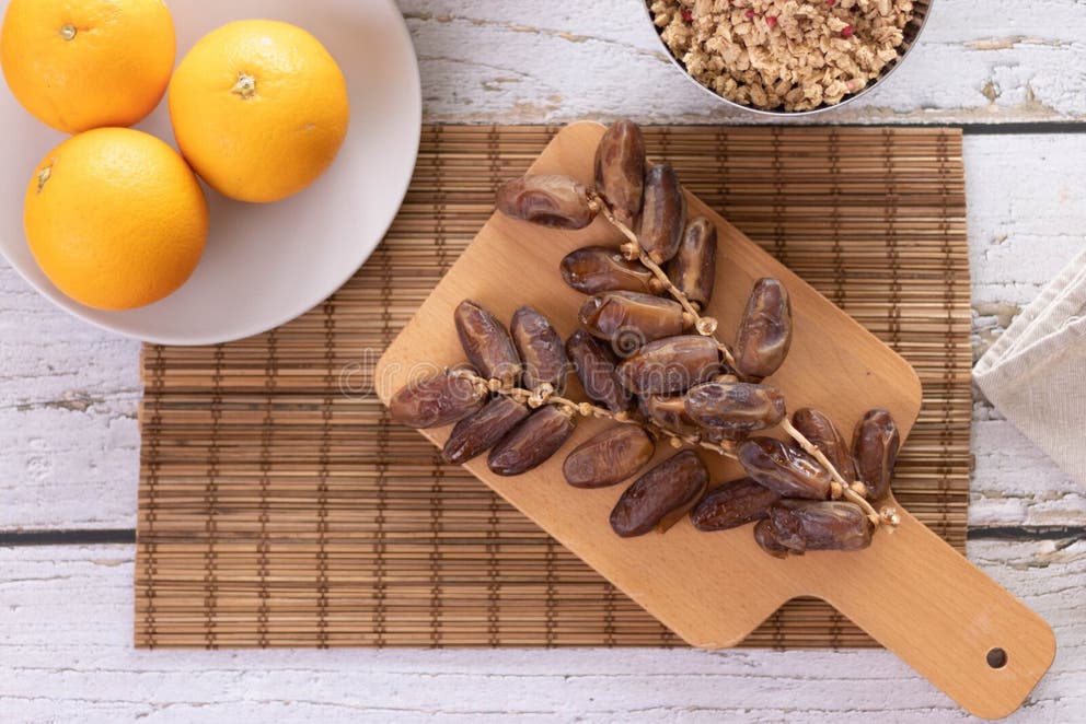 Breakfast with Dates and Cereal Stock Photo - Image of tasty, health ...