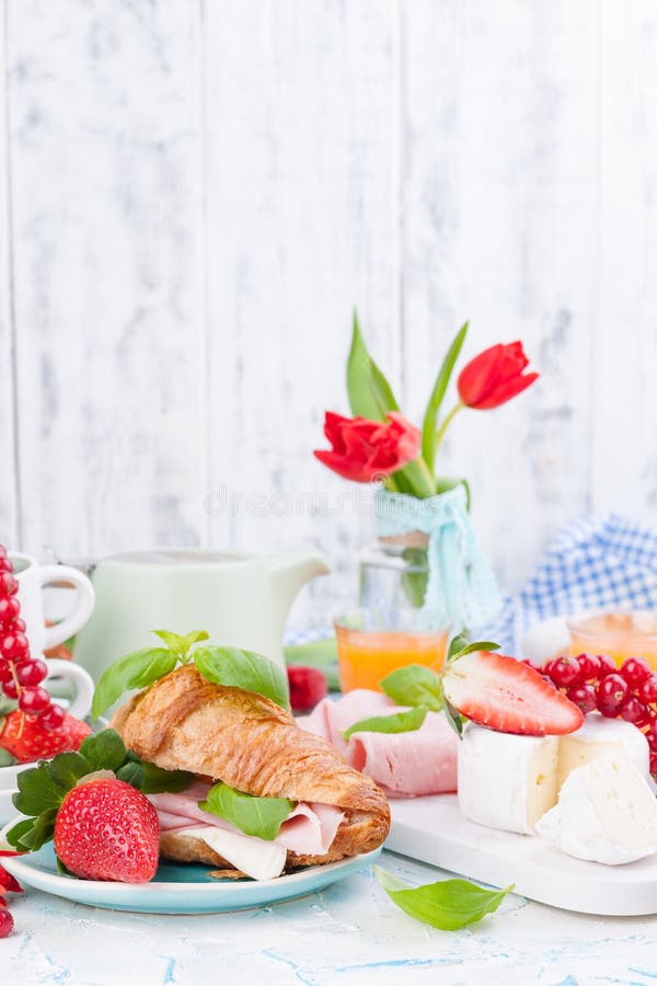 Breakfast or a Dinner Table with Various Delicacies for Easter Meals ...