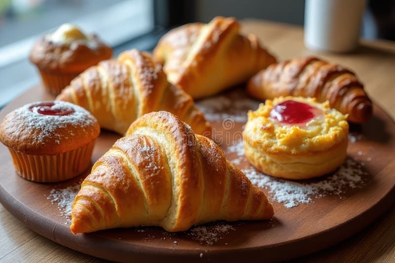 Breakfast Displays at Fresh Bakery Stock Illustration - Illustration of ...