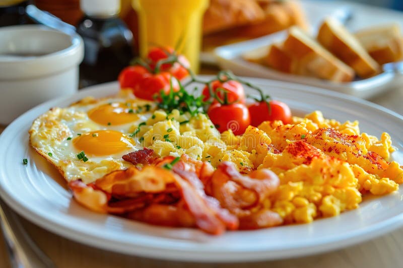 Breakfast of Eggs, Bacon, Toast and Potato. Also Available with Bacon ...