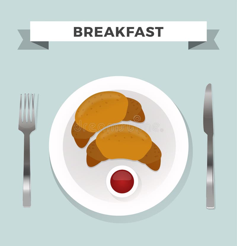 Breakfast Flat Top View Set Icons Silhouette Stock Vector ...