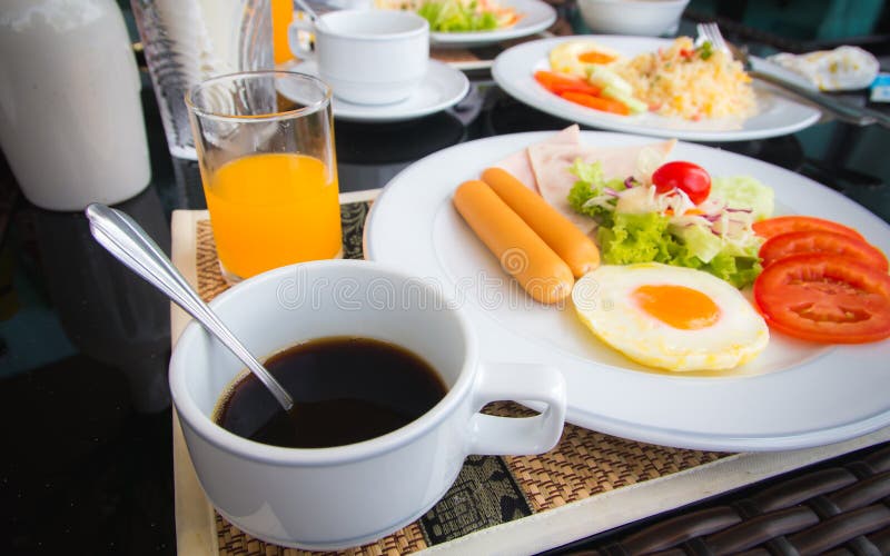 Breakfast Food American Style Stock Photo - Image of white, coffee ...