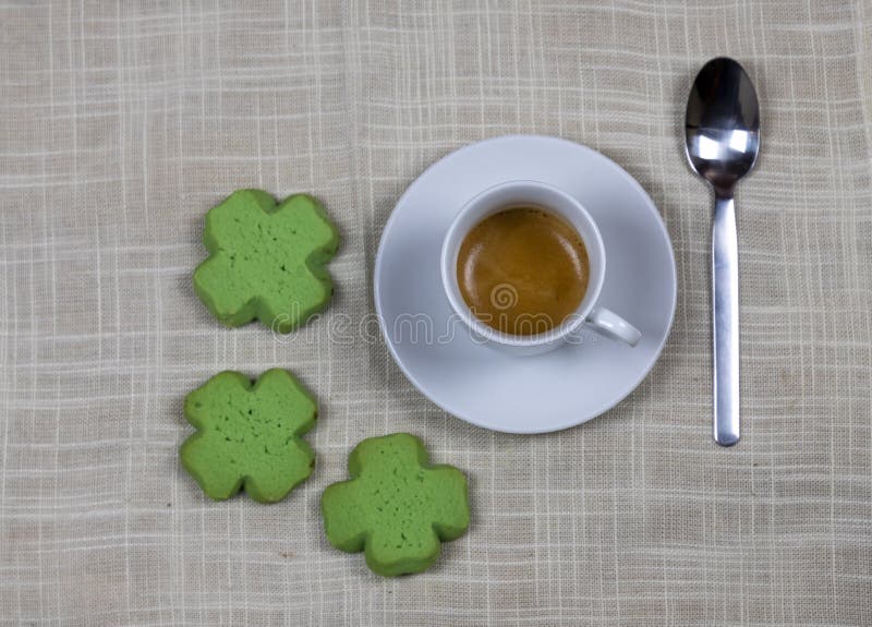 Coffee Cup with Spoon and Biscuits Stock Photo - Image of expresso ...