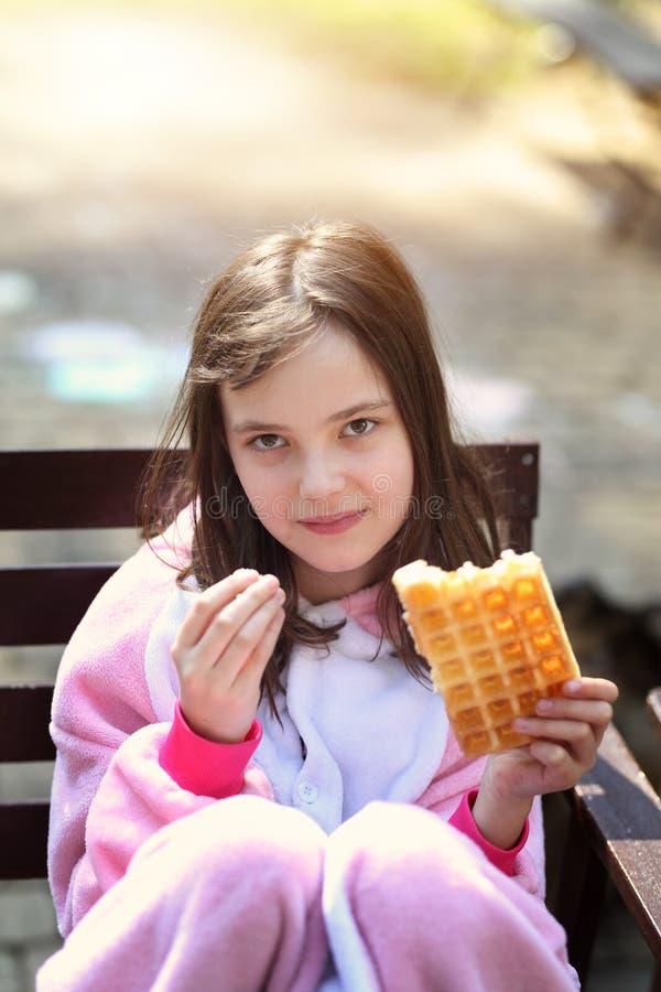 Young girl with cake stock photo. Image of pastries - 177322796
