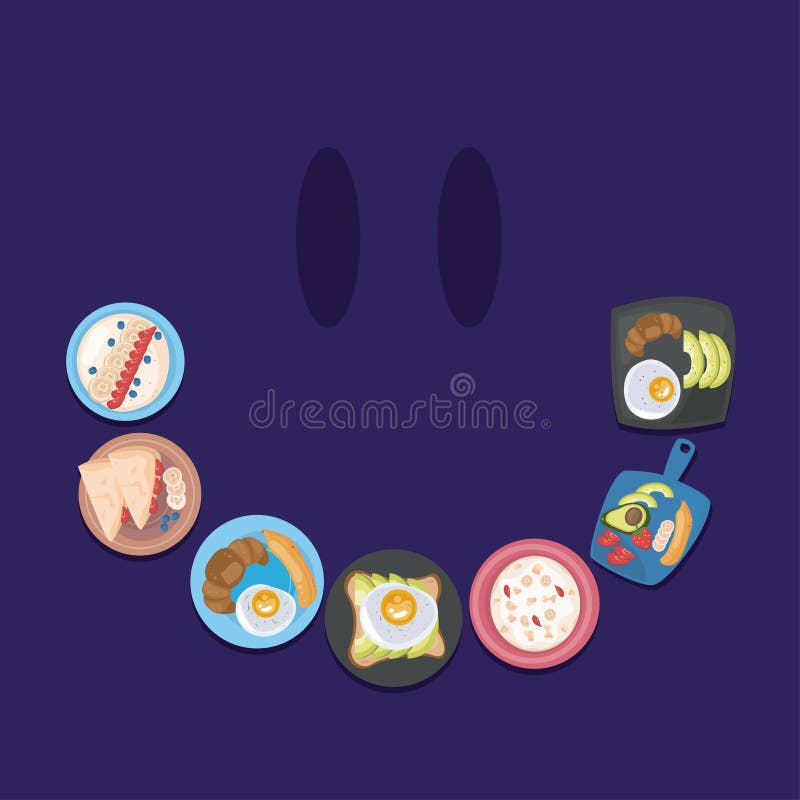 Breakfast Forming Smile Face Stock Vector - Illustration of milk, fresh ...