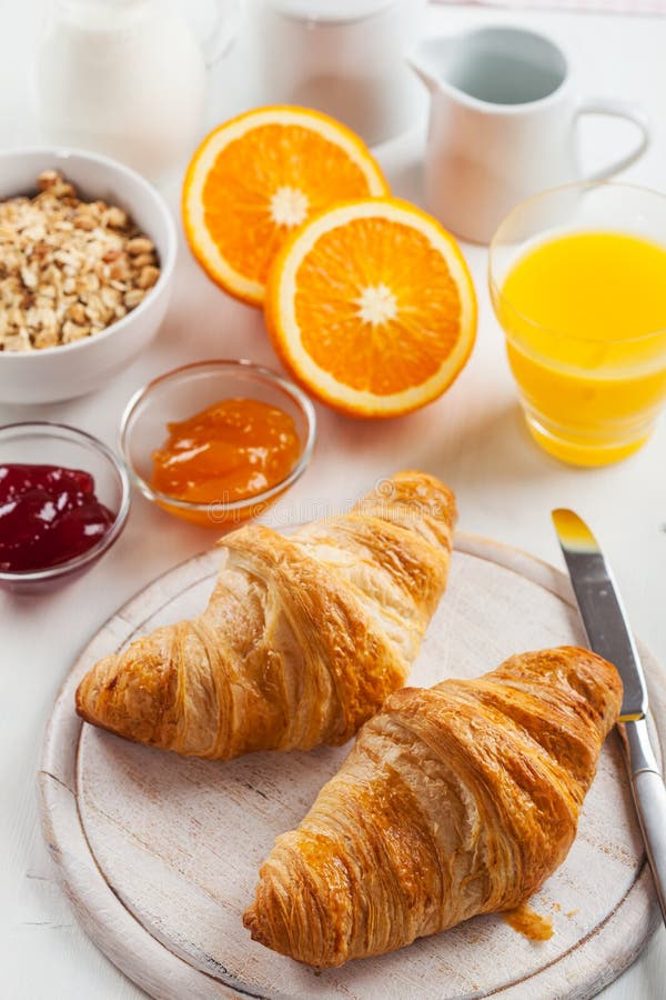 Breakfast with French Croissants Stock Image - Image of menu, cuisine ...