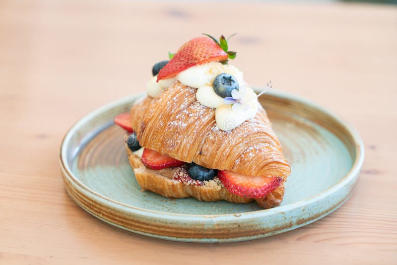 Breakfast with Fresh Butter Croissants Stock Photo - Image of baking ...