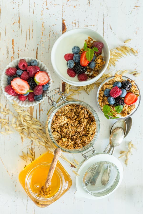 Breakfast with Fresh Fruits and Berries Stock Photo - Image of morning ...